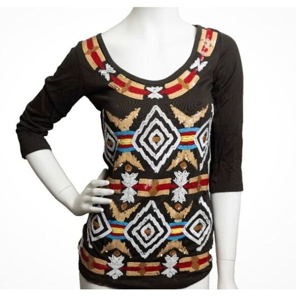 Boston Proper | Tops | Newboston Proper Sequin 34 Sleeve Tunic Top ...